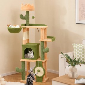 Costway Cat tree kaktus 160 cm kočičí strom s kočkou jeskynní kočičí škrabadlo