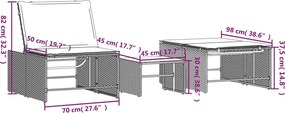 vidaXL Zahradní lehátka 2 ks se stolkem šedá polyratan [368424]