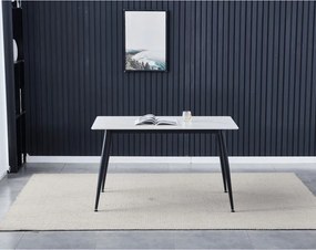 Stůl jídelní, deska slinutý kámen v imitaci matného mramoru, černé kovové nohy (130 x 70) cm