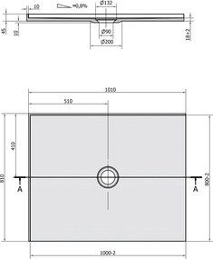 Polysan MIRAI 100 x 80 cm sprchová vanička obdélníková z litého mramoru 73169 levá