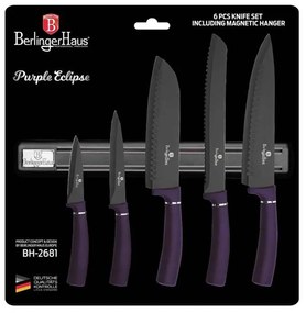 BERLINGERHAUS Sada nožů s magnetickým držákem 6 ks Purple Metallic Line BH-2681