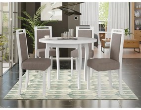 Jídelní stůl se 4 židlemi AL18, Barva dřeva: bílá, Potah: Zetta 297