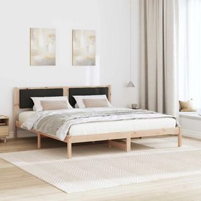 Rám postele s čelo Černá 200 x 200 cm Masivní borové dřevo 3394230