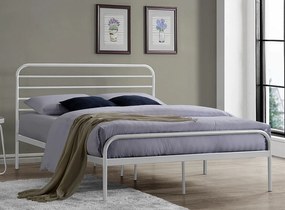 Bílá kovová postel BOLONIA 140 x 200 cm