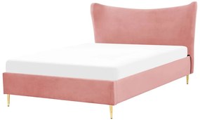 Sametová postel 140 x 200 cm růžová CHALEIX Beliani