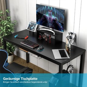 Costway Psací stůl 140 cm s policí na monitor, s držákem na nápoje, háček