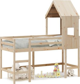 Patrová postel s žebříkem a střechou 80 x 200 cm borovice 3282028