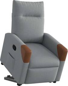 Zvedací polohovací křeslo světle šedé textil 3324006