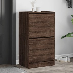 Botník se 2 výklopnými zásuvkami hnědý dub 60 x 42 x 108 cm 3214391
