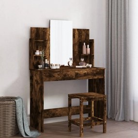 vidaXL Toaletní stolek se zrcadlem 96 x 39 x 142 cm [837579] Barva: kouřový dub