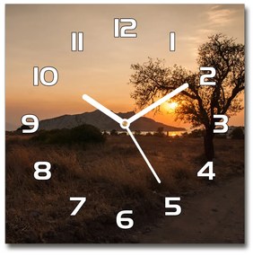 Wallmuralia Skleněné hodiny čtverec Západ slunce 30x30 cm