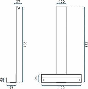 Rea Tori, koupelnová závěsná polička 40x9,5x75,5 cm, černá matná, REA-85000