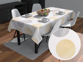 Biante Sametový obdélníkový ubrus Tamara TMR-023 Žluté a šedé designové kruhy na smetanovém 120x140 cm