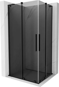Mexen Velar L Duo, sprchový kout s posuvnými dveřmi 90 x 80 cm, 8mm šedé sklo, černá matná, 871-090-080-02-43-70