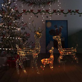 Vánoční dekorace akrylová sobí rodinka 300 LED diod barevná - Default Title