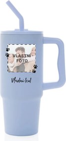 Personalizovaná nerezová termoska s barevným víčkem s fotkou mazlíčka a textem