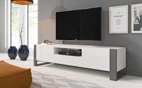 Televizní stolek 180 cm v bílé barvě s nožkami v barvě grafit KN1159