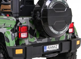 Ramiz Dětské terénní auto Full Time 4WD maskáčové na dálkové ovládání + pohon 4x4 + LED audio + úložný prostor
