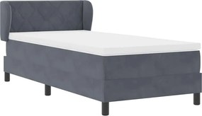 Postel s boxspringem s čelo Tmavě šedá 90 x 200 cm samet 3340425