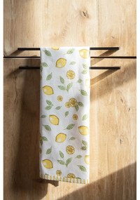 Béžová bavlněná kuchyňská utěrka s citróny - 47*70 cm
