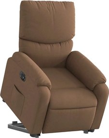 Elektrické zvedací polohovací křeslo hnědé textil 3204852