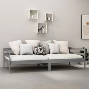 Denní postel s matrací 90 x 200 cm šedá masivní borové dřevo 3083561