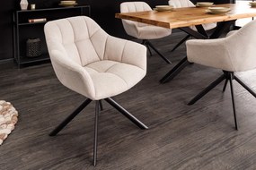 Designová otočná židle Papillon šampaňská béžová strukturovaná látka
