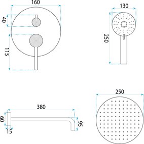 Sprchový komplet REA FOSTER + BOX s podomítkovou baterií, nikl kartáčovaný