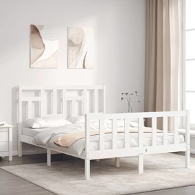 vidaXL Rám postele s čelem 120 x 200 cm masivní dřevo [3193136] Barva: Bílá