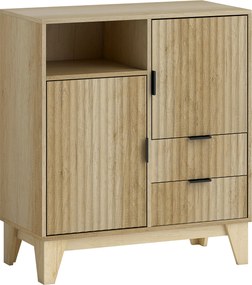 HOMCOM komoda se 2 dveřmi a 2 zásuvkami, Soft-Close, 80×40×90 cm, vzhled přírodního dřeva