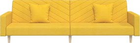 vidaXL 2místná rozkládací pohovka se 2 polštáři textil [375906] Barva: Žlutá