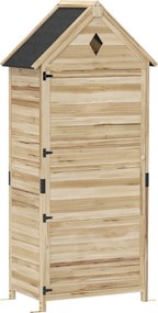 Dřevěný zahradní kabinet Outsunny, vodotěsný skladovací domek 80 x 49 x 170 cm, odolný proti povětrnostním vlivům s dveřmi, štítovou střechou, police…