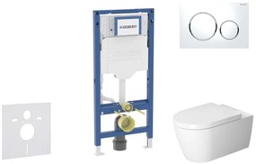 Geberit Duofix - Set předstěnové instalace, klozetu ME by Starck a sedátka softclose, tlačítko Sigma20, bílá/lesklý chrom SANI11CP3111