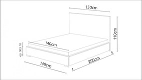 Manželská postel 140x200 FLEK 1 - černá