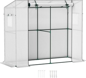 Skleník Outsunny s rolovacími dveřmi a 2 okny, zimní ocelový rám, studený rám pro balkon, zahradu, dům pro rajčata s UV ochranou 200x76x170cm pro zele