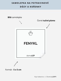 Samolepka na kořenky FENYKL bílá 5 × 5 cm tučné písmo