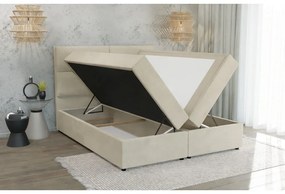 Béžová boxspring postel s úložným prostorem 200x200 cm Rico – Ropez