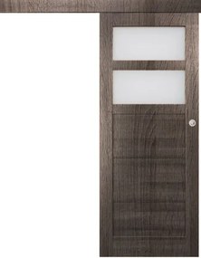 posuvné interiérové dveře na stěnu vasco doors BRAGA model 3 Průchozí rozměr: 70 x 197 cm, Orientace dveří: Levé dveře, Dekor: Dub šedý