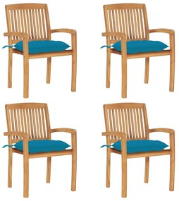 Stohovací zahradní židle s poduškami 4 ks masivní teak,  3073259