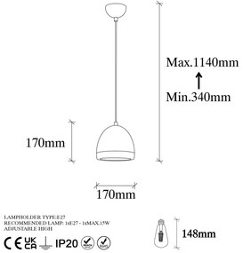 Závěsné svítidlo v bronzové barvě s kovovým stínidlem ø 17 cm Mugo – Opviq lights