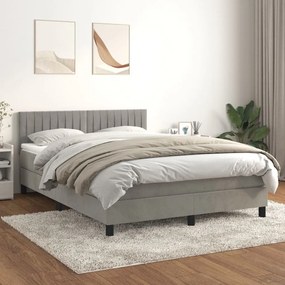 Box spring postel s matrací světle šedá 140x200 cm samet,  3141425