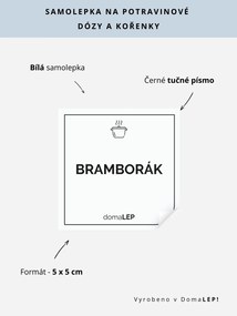 Samolepka na kořenky BRAMBORÁK bílá 5 × 5 cm tučné písmo