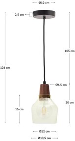 Zelené/v tmavě přírodní barvě závěsné svítidlo se skleněným stínidlem ø 13,5 cm Silex – Kave Home