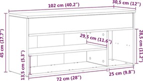 vidaXL Botník 102x30,5x45 cm kompozitní dřevo [859140] Barva: dub sonoma