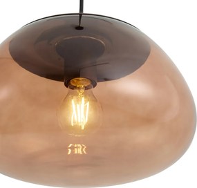 Retro závěsná lampa hnědá s hnědým sklem - Giselle