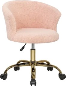 Vinsetto kancelářská židle, výškově nastavitelná ergonomická kancelářská židle, otočné sedadlo, ocelová konstrukce, růžová