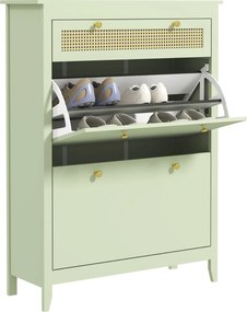HOMCOM Skříň na boty se 2 skládacími dvířky a zásuvkou, sklopný botník s nastavitelnou policí pro 12 párů bot 88 x 30 x 120 cm, Zelená | Aosom