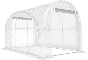 Outsunny Skleník Polytunnel, průchozí skleník s pozinkovaným ocelovým rámem a krytem z PE odolným proti UV záření, průhledný 84H-443V00CR
