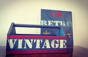 Stará Krása – Ruční výroba Akční set vintage přenosky a retro dřevěného obrazu v americkém stylu