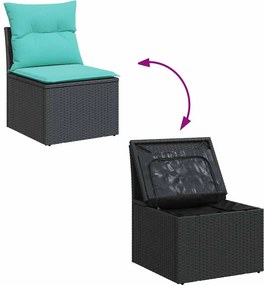 6dílná zahradní sedací souprava s poduškami černá polyratan 3325914
